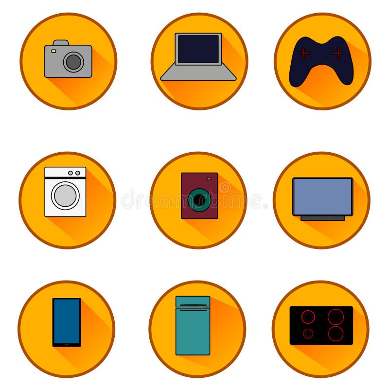 Set of Icons Appliances for the Kitchen Stock Vector - Illustration of ...