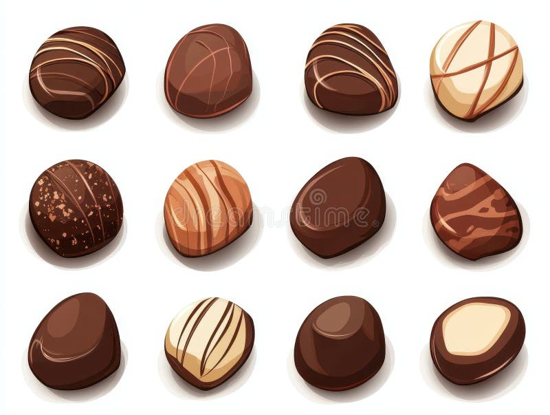 Icons of Assortment of Gourmet Chocolates Stock Illustration ...