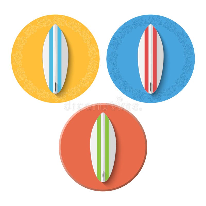 Icons and Banners for the Website. a Set of Surf Boards of Different ...