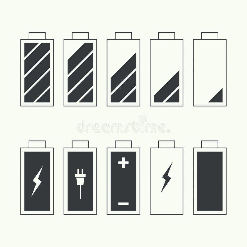 Icons Battery Charge Indicator Stock Vector - Illustration of watts ...