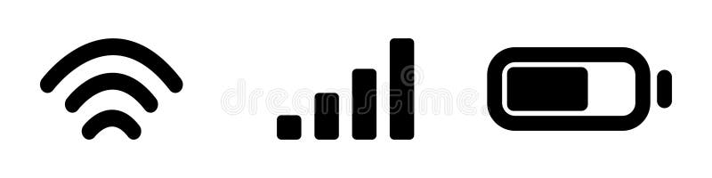 Icons Black Network, Wi-Fi, Charge Set. Set of Vector Icons for Devices ...