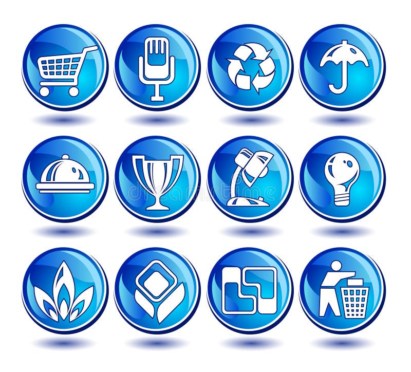Basic Web Icons, Blue Circle Buttons Series Stock Illustration ...
