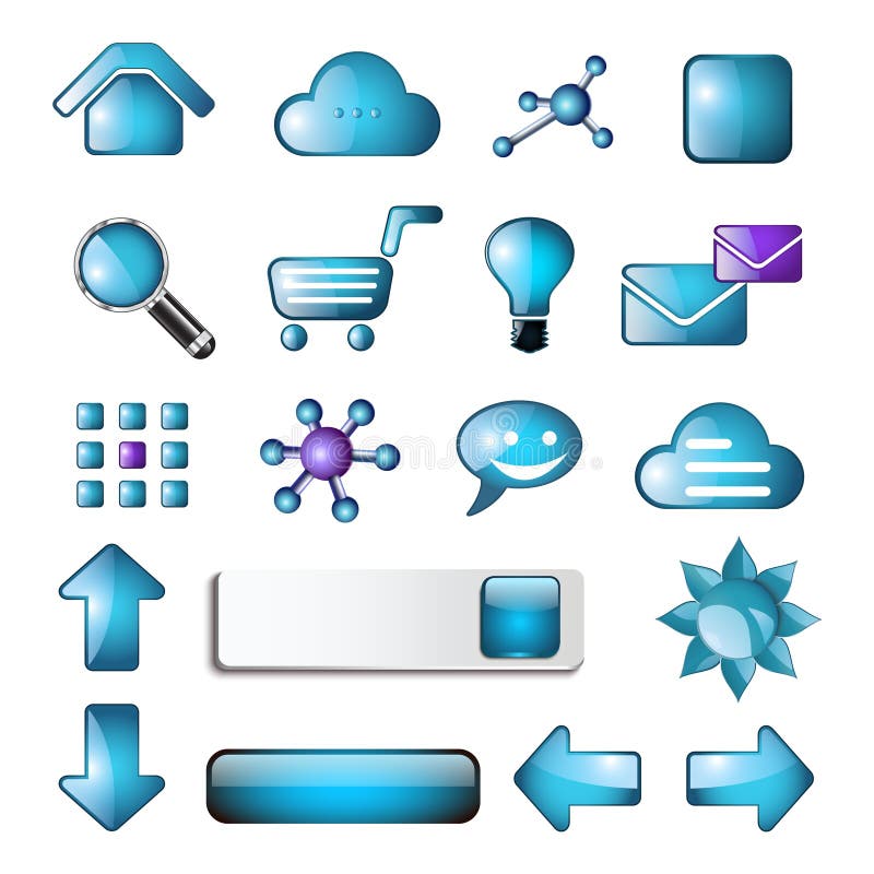 Icons blue stock illustration. Illustration of envelope - 50685901