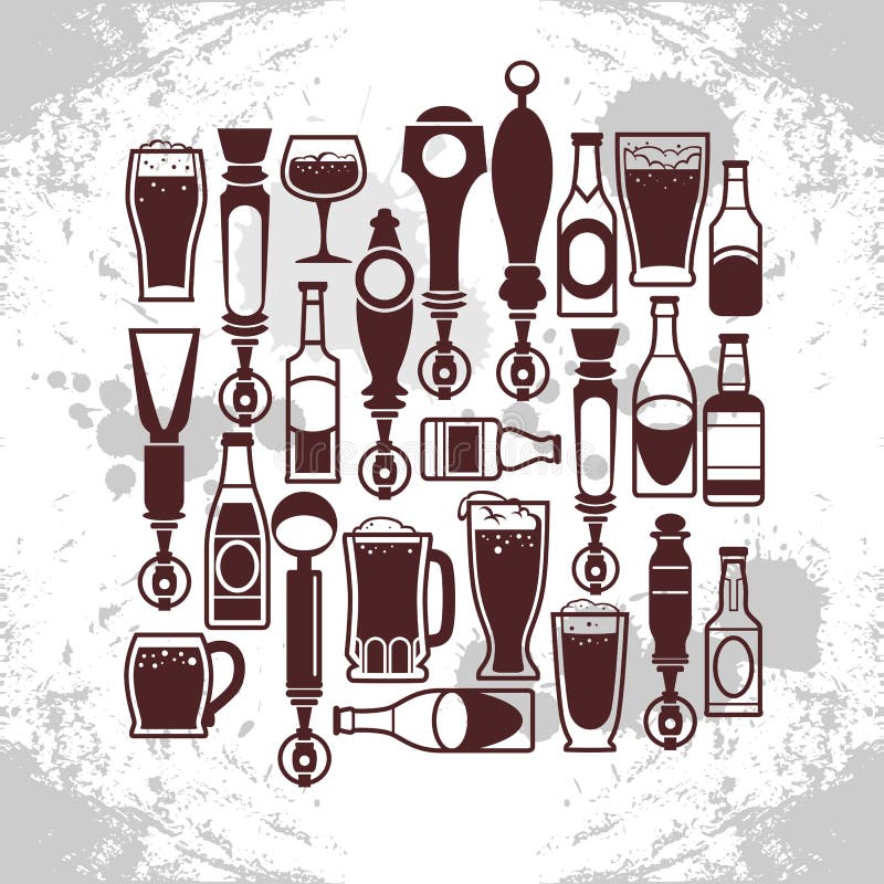 Beer taps icons stock vector. Illustration of sign, soda - 100895868