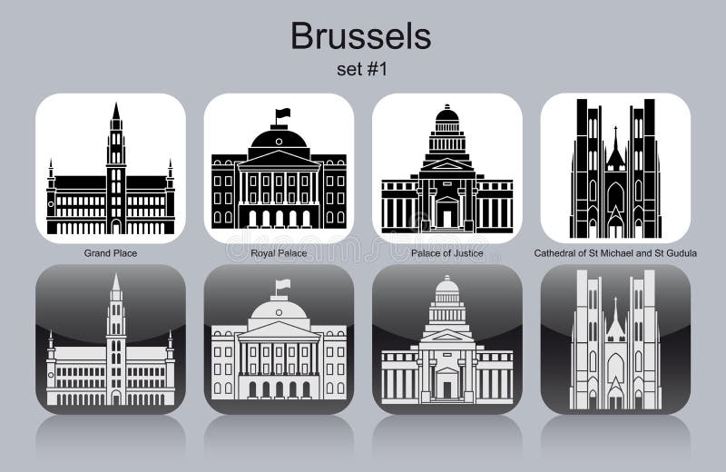 Icons of Brussels stock vector. Illustration of monument - 49848532