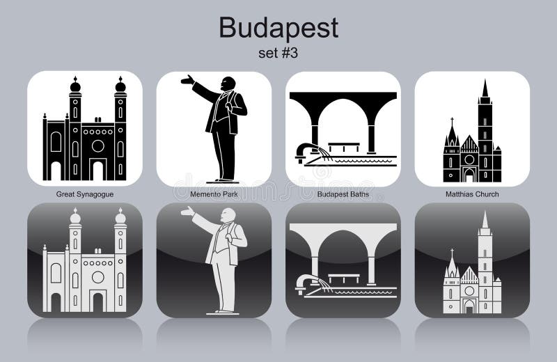 Icons of Budapest stock vector. Illustration of house - 41041108