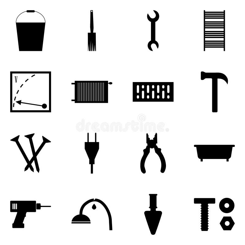 Icons of Building Tools. a Set of Vector Signs. Construction Collection ...