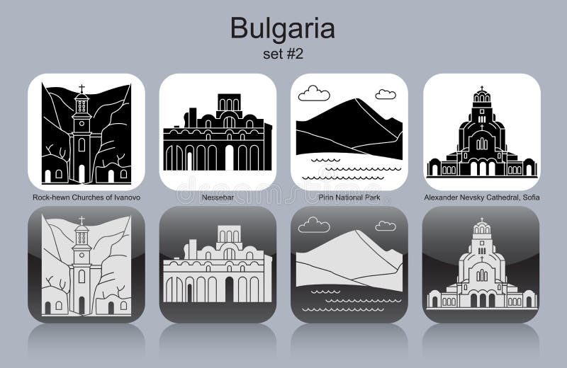 Icons of Bulgaria stock vector. Illustration of churches - 62727263