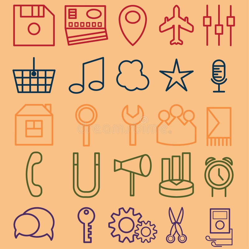 Icons of Business and Entertainment Theme Stock Vector - Illustration ...