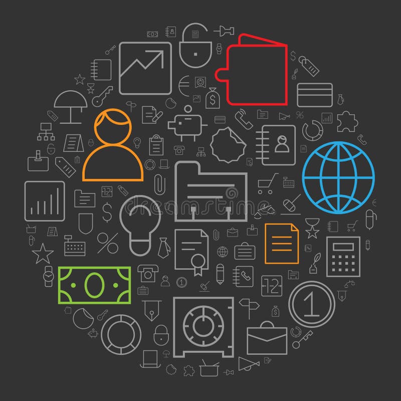 Icons for Business and Finance Arranged in Circle Stock Vector ...