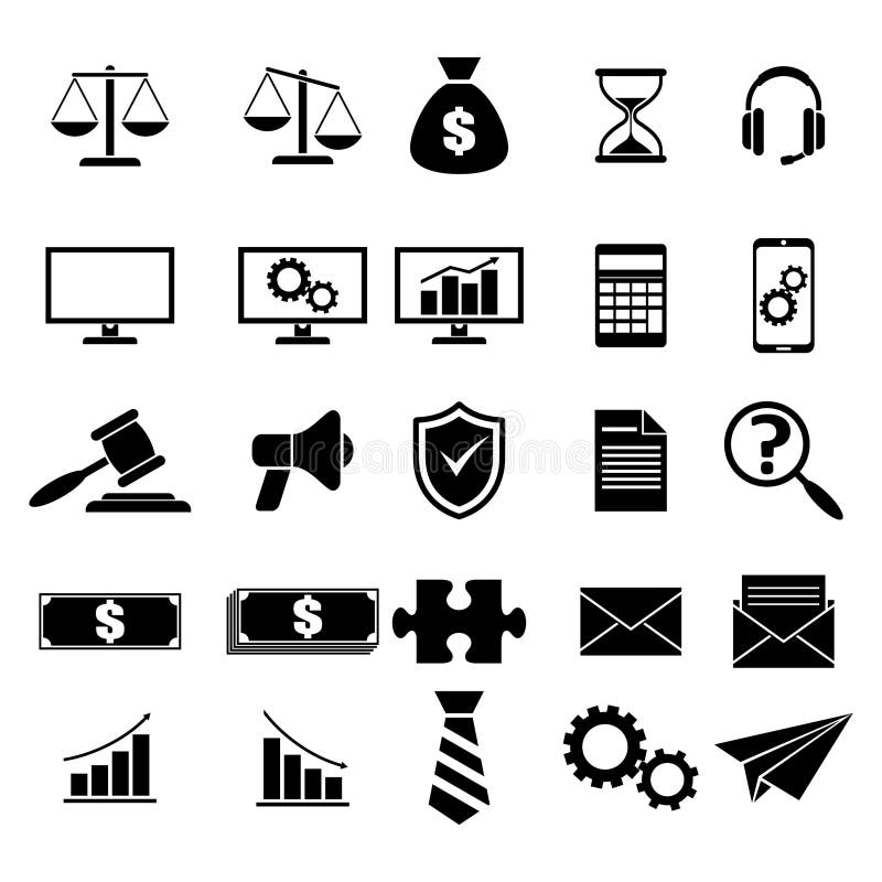 Icons Business, Trade, Office Work Stock Vector - Illustration of ...