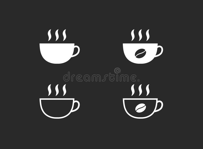 Set of Coffee Cup Icons. Coffee Grain Icons with Tea Cups Icons. Vector ...