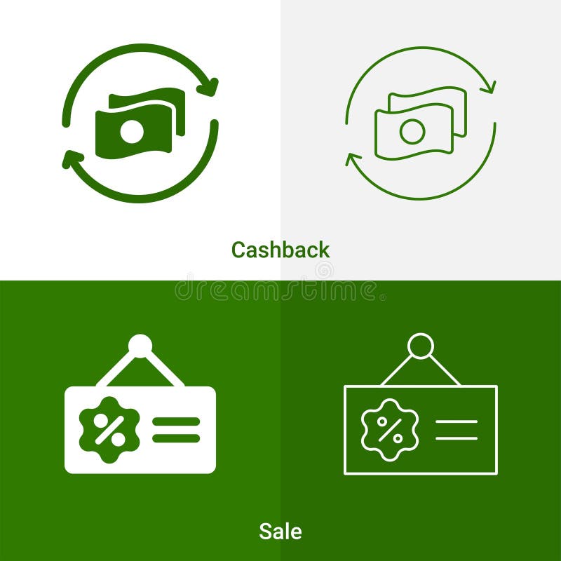 Icons for a Cashback Icon and Sale Icon Stock Vector - Illustration of ...