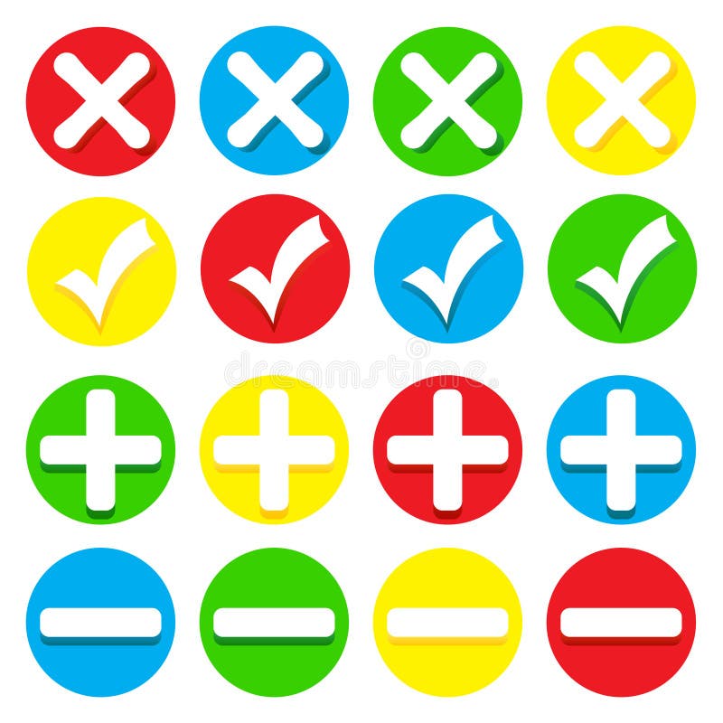 Icons - Checkmarks, Crosses, Pluses and Minuses Stock Vector ...