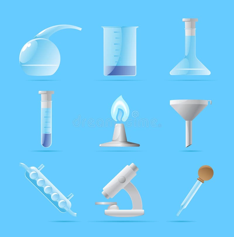 Laboratory Glassware Vector Illustration. Labeled Science Equipment Set ...