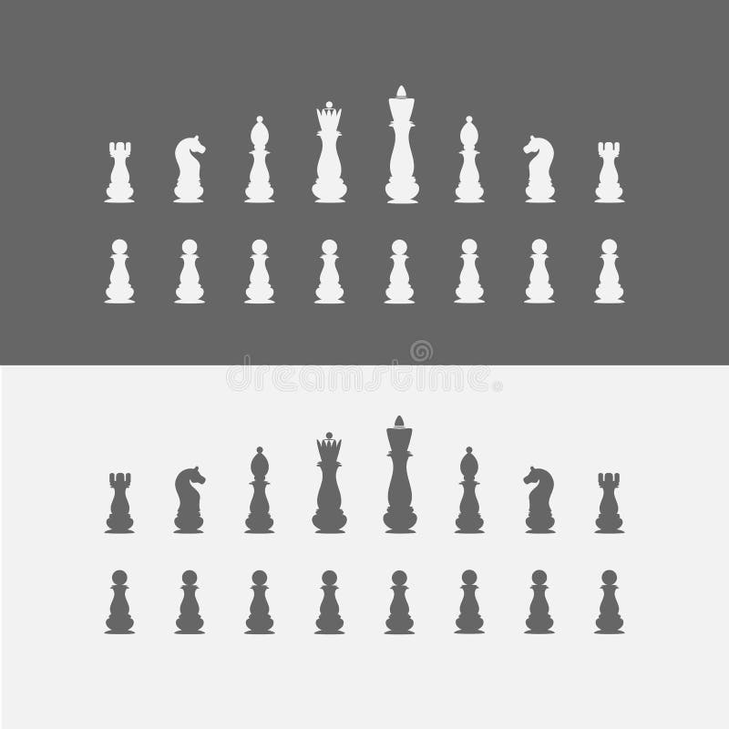 Icons Chess Pieces. Chess Set. Stock Vector - Illustration of black ...