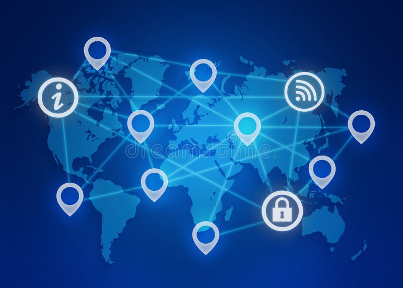 Icons and Circle Lines in the Combined Network on Stock Illustration ...