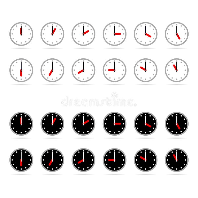 Icons of clock with shadow stock vector. Illustration of clock - 38300750
