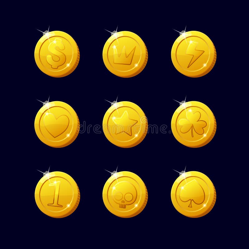 Cartoon Set Of 3D Metallic Coins, Vector Animation Game Rotation Stock ...