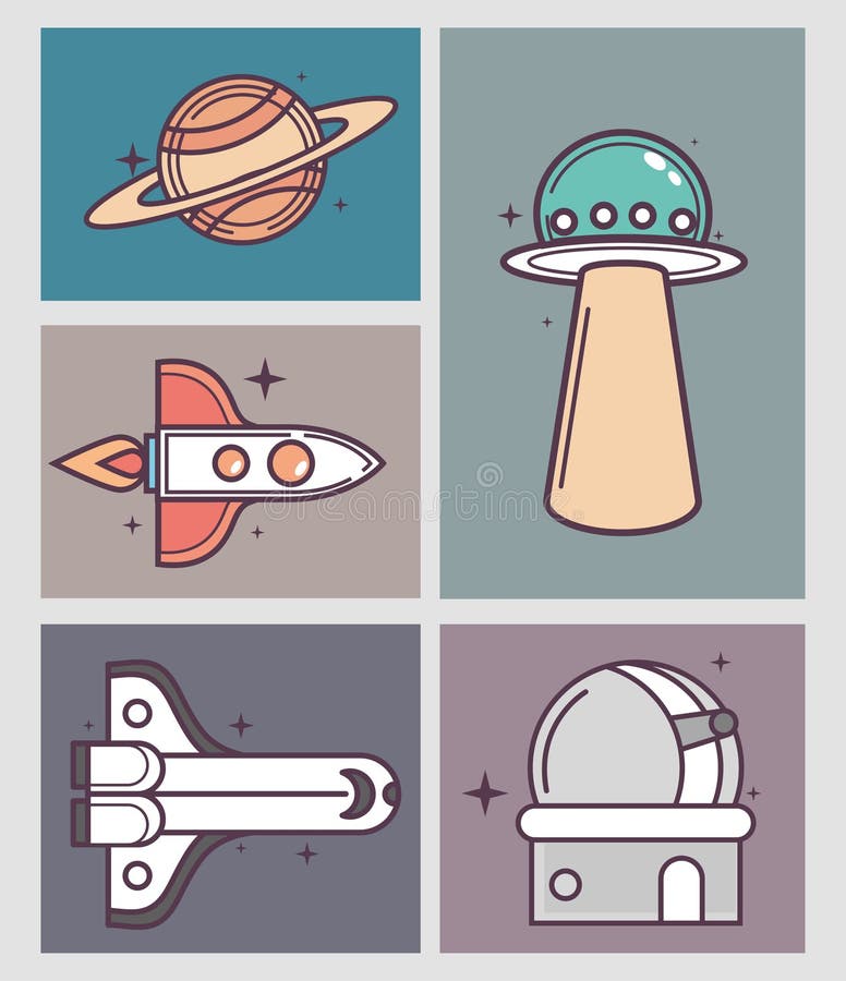 Icons collection space stock vector. Illustration of shuttle - 252837751