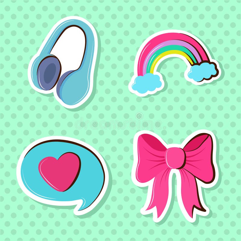 Icons collection stickers stock vector. Illustration of trendy - 240503536