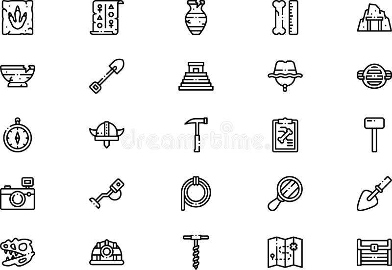 Archeology Icons Collection is a Vector Illustration with Editable ...
