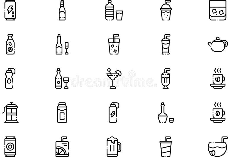 Beverages Icons Collection is a Vector Illustration with Editable ...