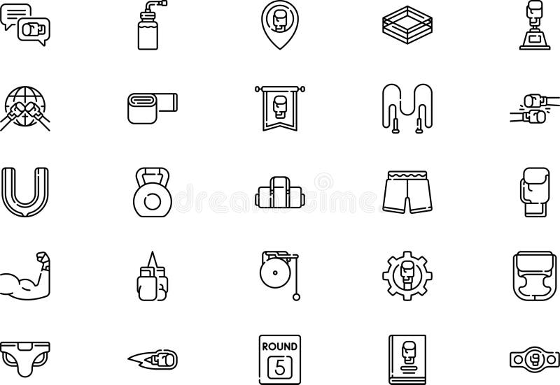 Boxing Icons Collection is a Vector Illustration with Editable Stroke ...