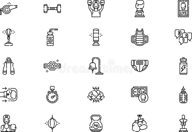 Boxing Icons Collection is a Vector Illustration with Editable Stroke ...