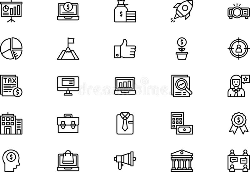 Business Icons Collection Is A Vector Illustration With Editable Stroke Stock Vector
