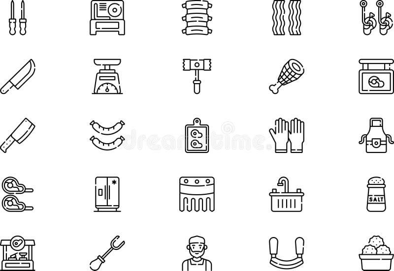 Butcher Icons Collection is a Vector Illustration with Editable Stroke ...