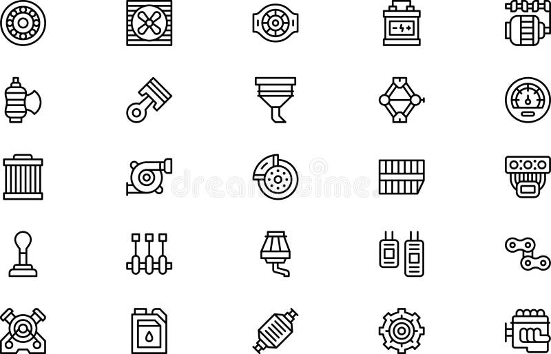Car Engine Icons Collection is a Vector Illustration with Editable ...