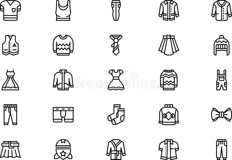 Clothes Icons Collection is a Vector Illustration with Editable Stroke ...