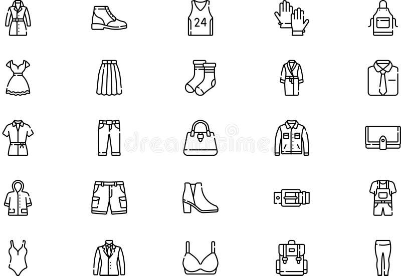 Clothes Icons Collection is a Vector Illustration with Editable Stroke ...