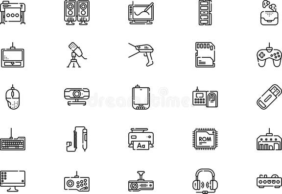 Computer Peripherals Icons Collection is a Vector Illustration with ...