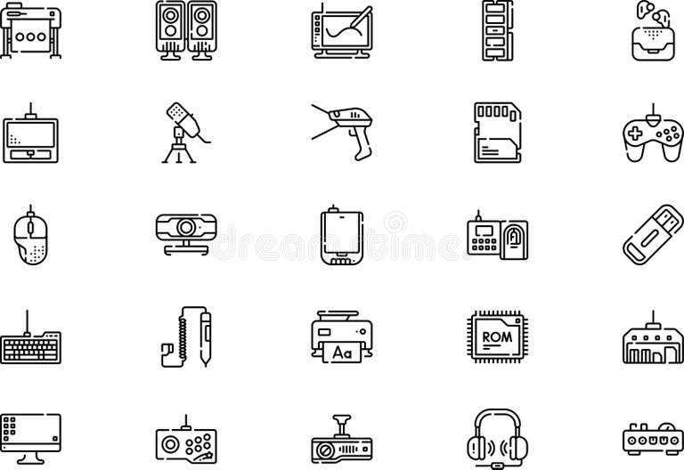 Computer Peripherals Icons Collection is a Vector Illustration with ...