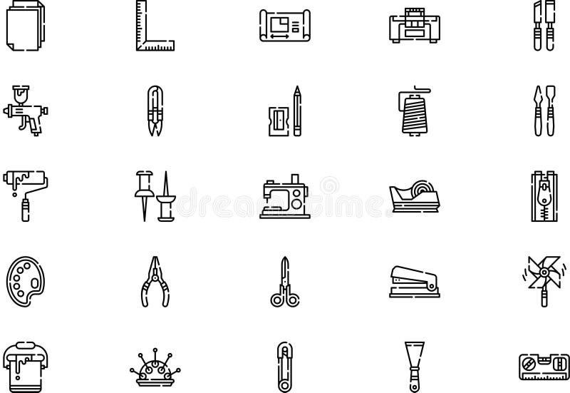 Crafting Icons Collection is a Vector Illustration with Editable Stroke ...