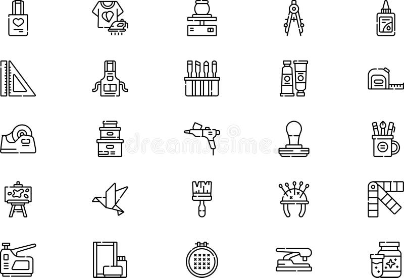 Crafting Icons Collection is a Vector Illustration with Editable Stroke ...