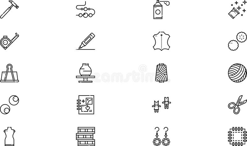 Crafting Icons Collection is a Vector Illustration with Editable Stroke ...