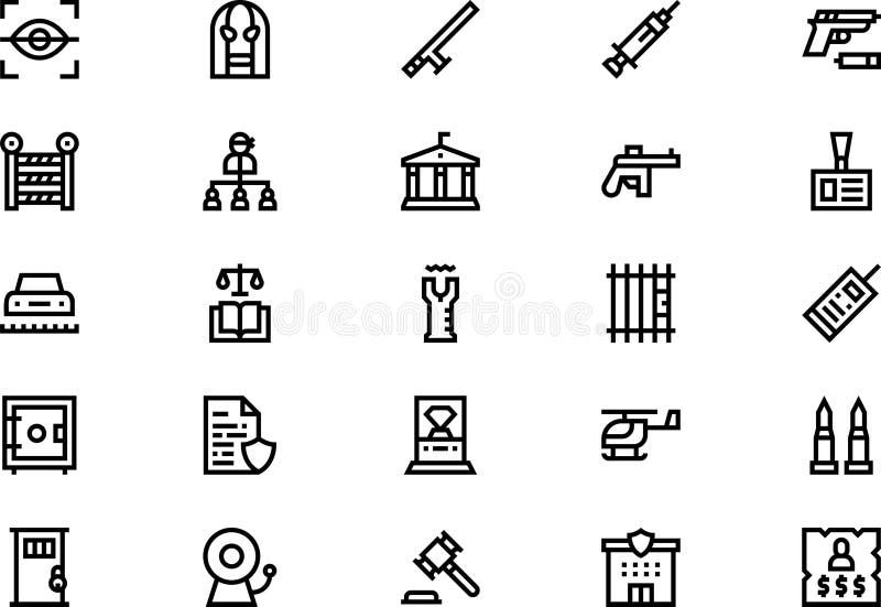Crime Icons Collection is a Vector Illustration with Editable Stroke ...