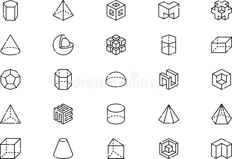 D Shapes Icons Collection is a Vector Illustration with Editable Stroke ...