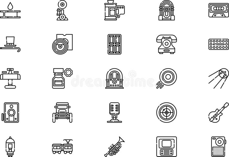 Decades Icons Collection is a Vector Illustration with Editable Stroke ...