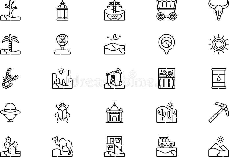 Desert Icons Collection is a Vector Illustration with Editable Stroke ...
