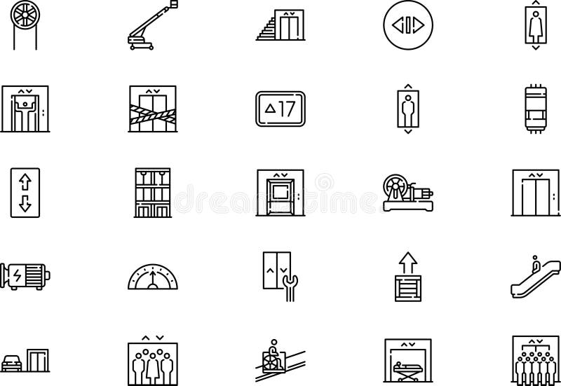 Elevator Icons Collection is a Vector Illustration with Editable Stroke ...