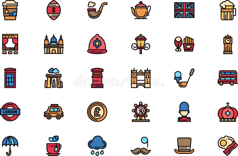 England Icons Collection is a Vector Illustration with Editable Stroke ...