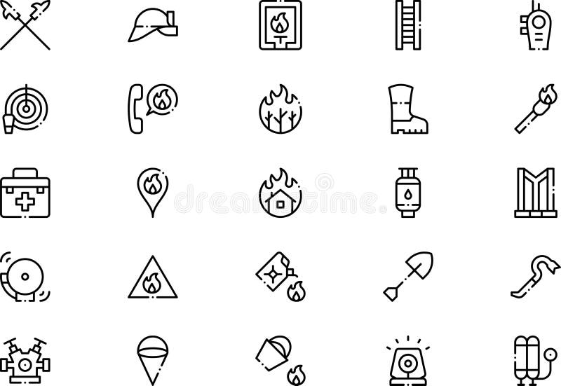 Firefighter Icons Collection is a Vector Illustration with Editable ...