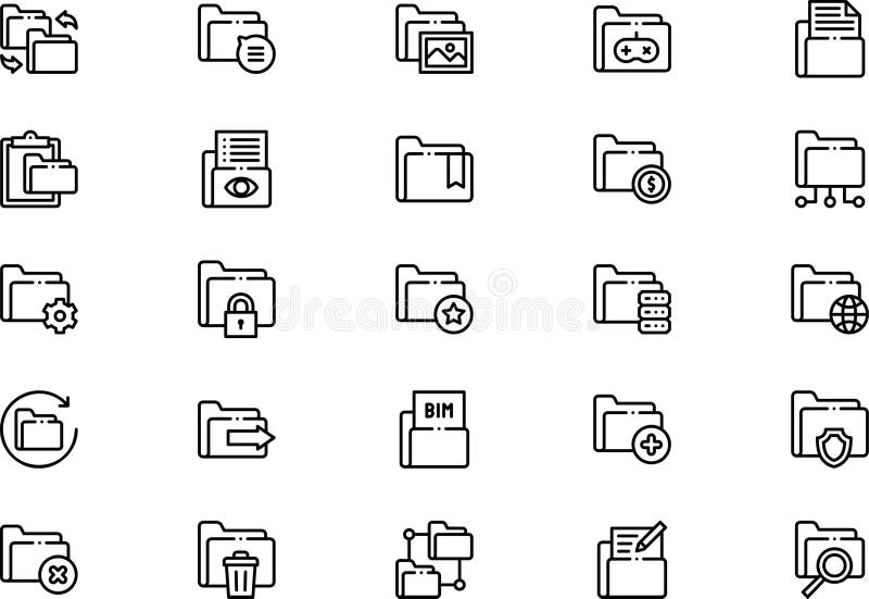 Folders Icons Collection is a Vector Illustration with Editable Stroke ...