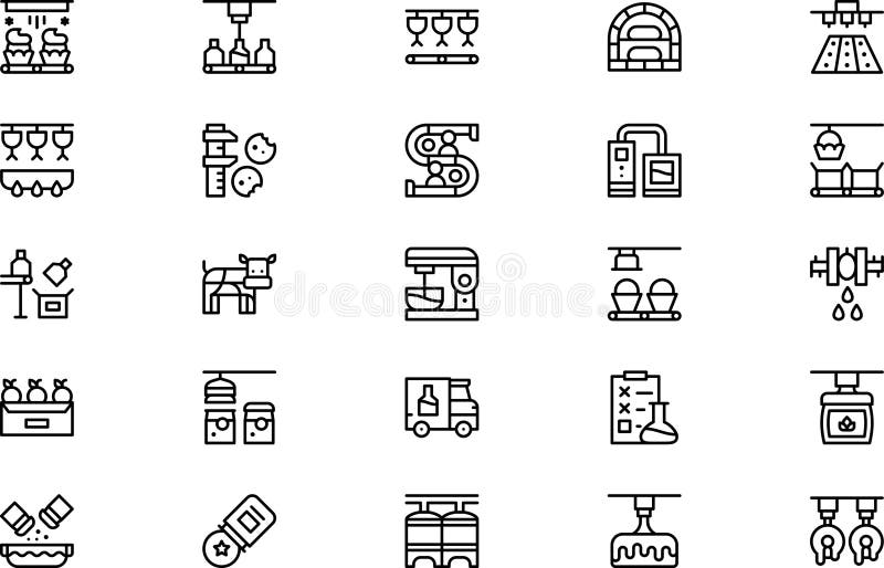 Food Processing Icons Collection is a Vector Illustration with Editable ...