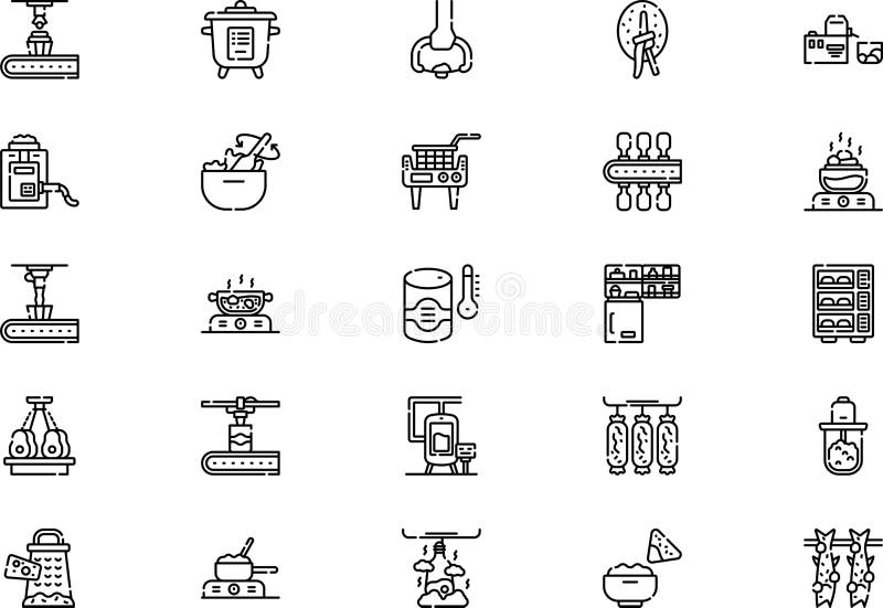 Food Processing Icons Collection is a Vector Illustration with Editable ...