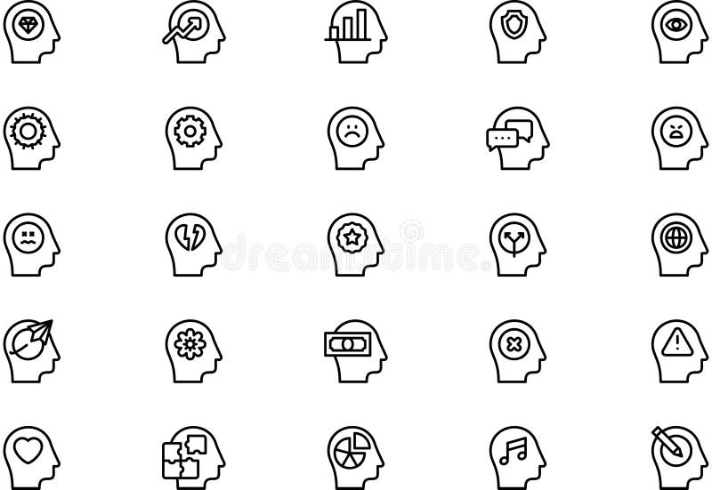Human Mind Icons Collection is a Vector Illustration with Editable ...
